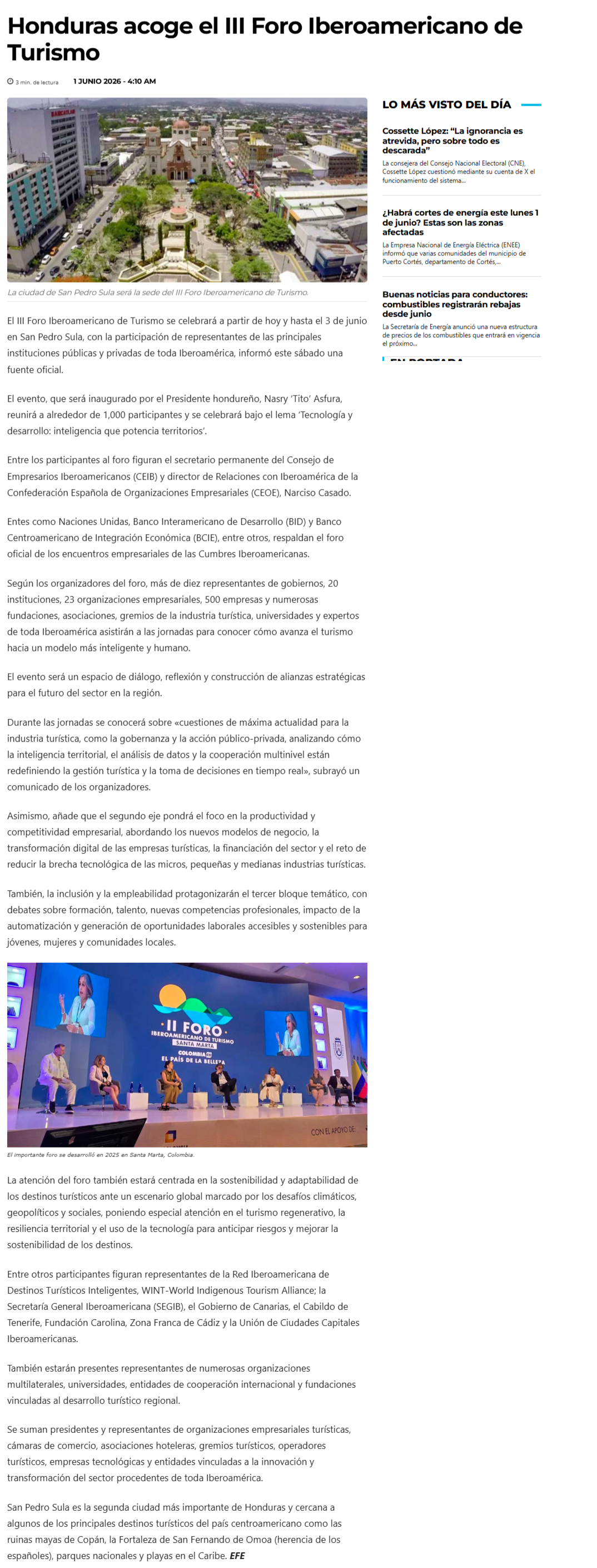 HONDURAS ACOGE EL III FORO IBEROAMERICANO DE TURISMO